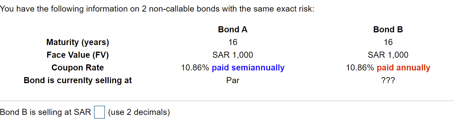 Solved You have the following information on 2 non-callable | Chegg.com