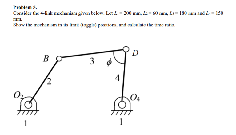 Solved Problem 5. Consider the 4-link mechanism given below. | Chegg.com