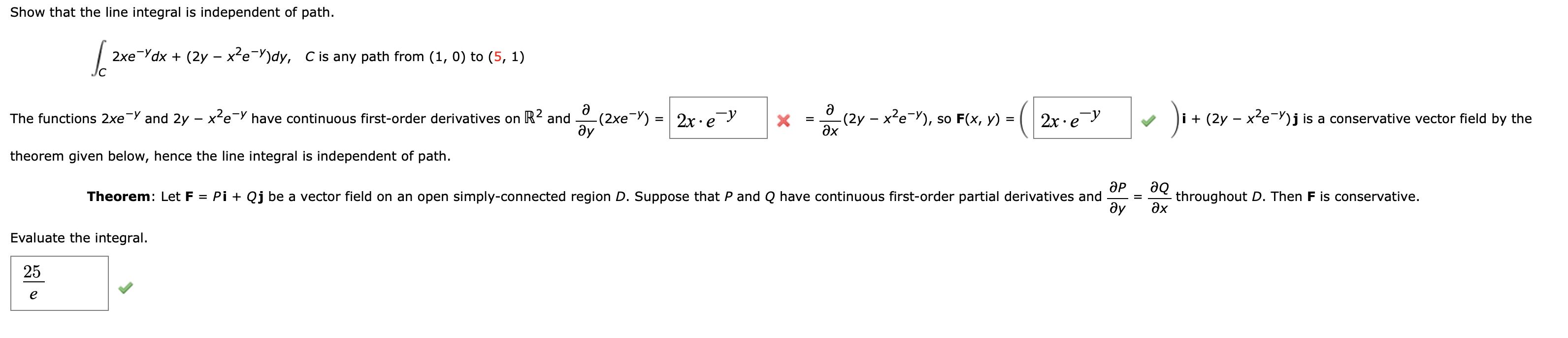 Solved Show that the line integral is independent of path. | Chegg.com
