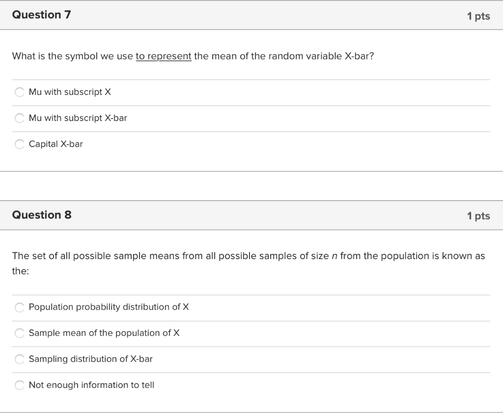 Solved Question 7 1 pts What is the symbol we use to | Chegg.com