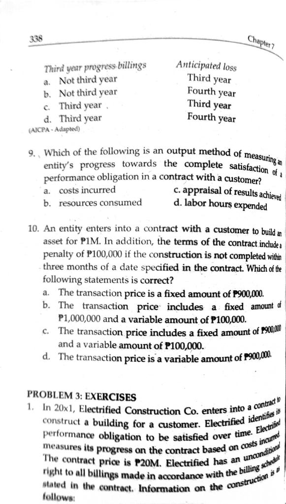 Solved 9. An entity recognizes a contract liability if it | Chegg.com