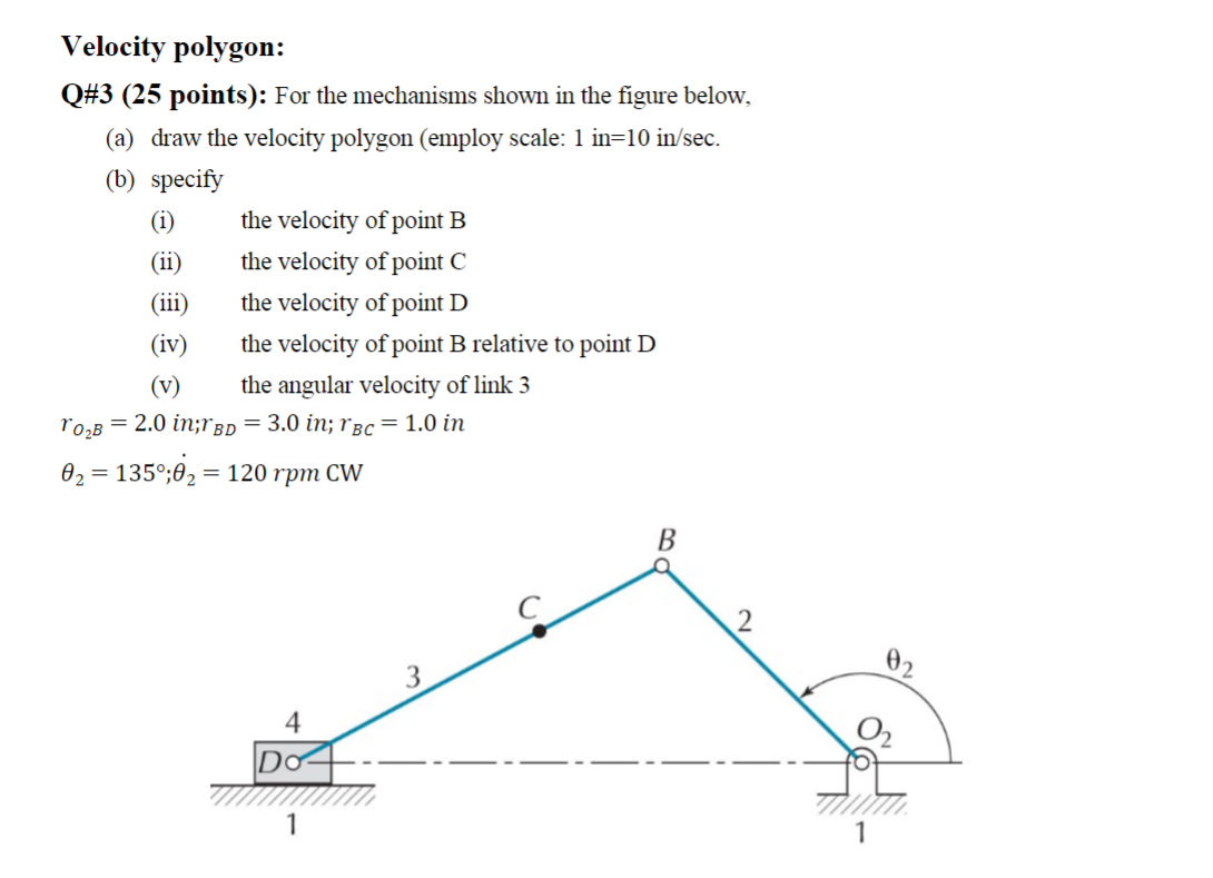 Solved Velocity polygon: Q\#3 (25 points): For the | Chegg.com Solved Velocity polygon: Q\#3 (25 points): For the | Chegg.com
