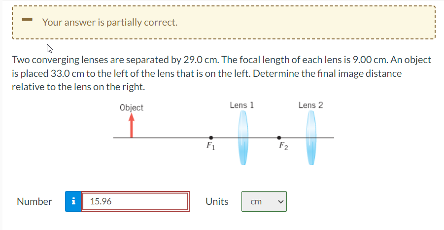 Solved Two converging lenses are separated by 29.0cm. ﻿The | Chegg.com