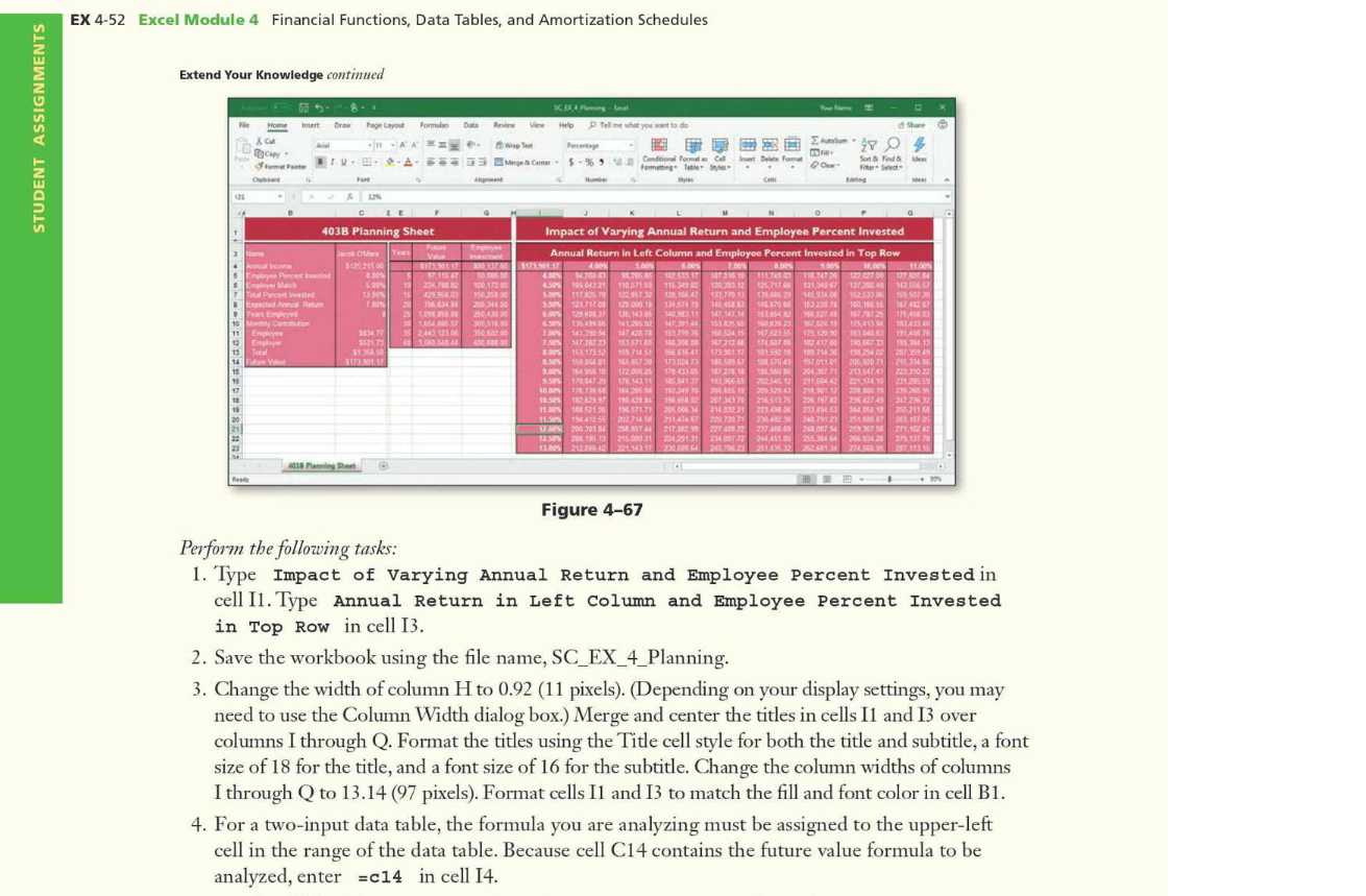 EX 4-52 Excel Module 4 Financial Functions, Data | Chegg.com