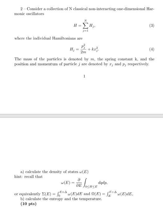 Solved 2 Consider a collection of N classical | Chegg.com