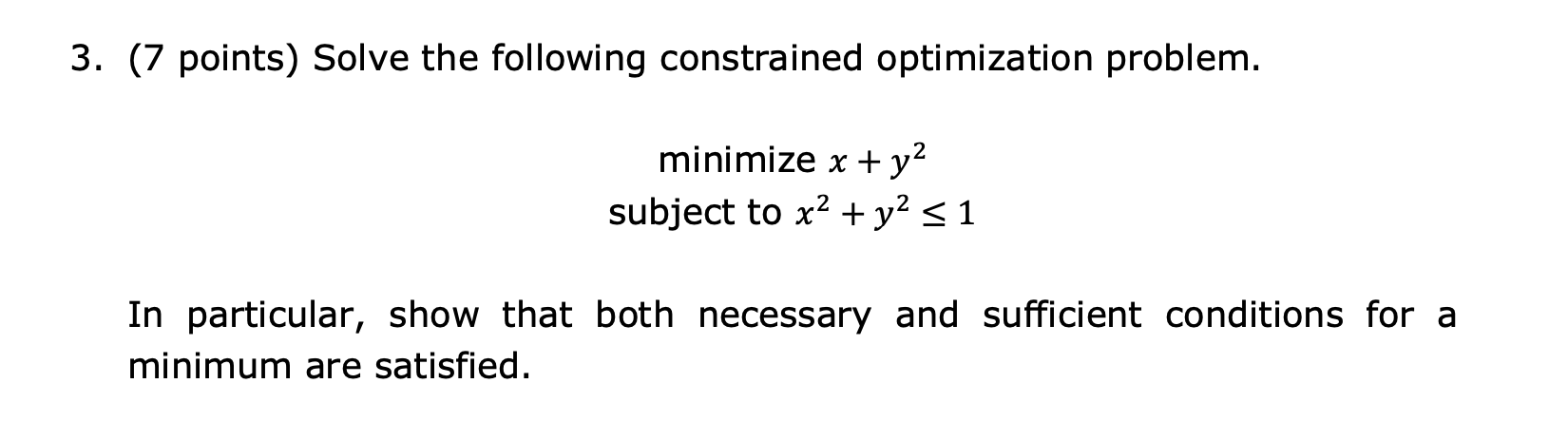 Solved (7 ﻿points) ﻿Solve the following constrained | Chegg.com