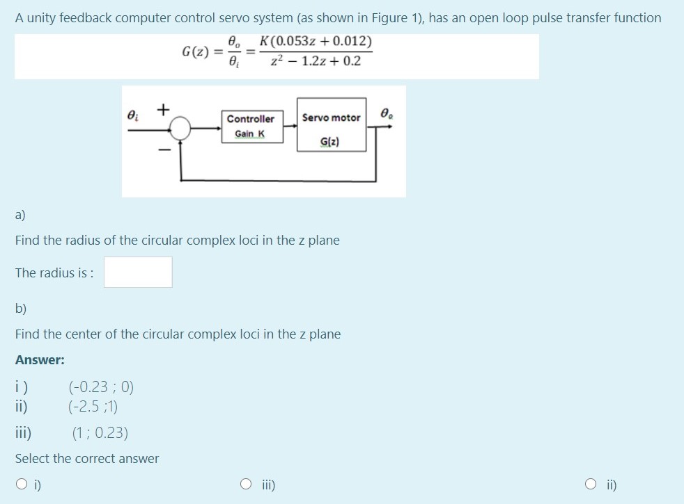 Solved A unity feedback computer control servo system (as | Chegg.com
