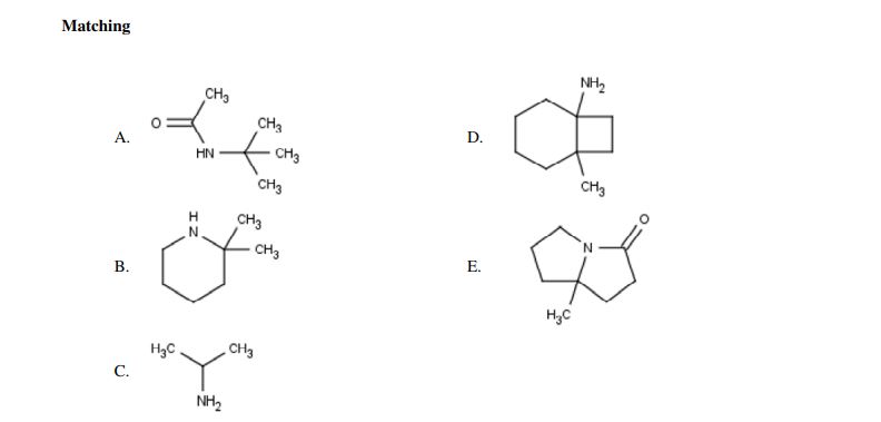 Solved Matching29. ﻿Which of the molecules shown above | Chegg.com