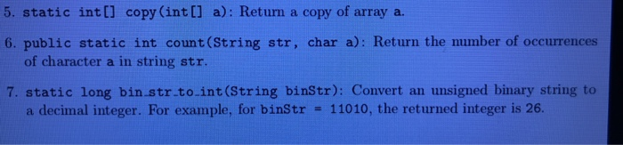 Solved 5. static intll copy (intll a): Return a copy of | Chegg.com