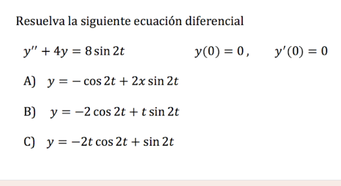 Solved Resuelva la siguiente ecuación diferencial y" + 4y = | Chegg.com