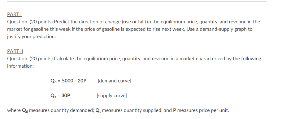 Solved PART I Question. (20 points) Predict the direction of | Chegg.com