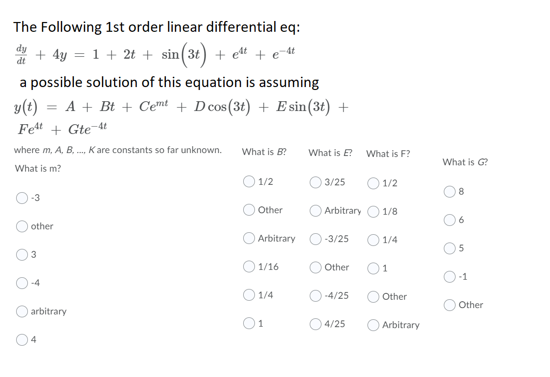 Solved The Following 1st order linear differential eq: dy + | Chegg.com