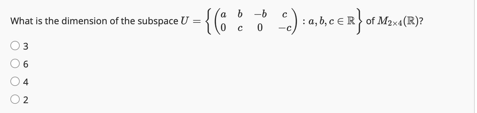 Solved What is the dimension of the subspace | Chegg.com