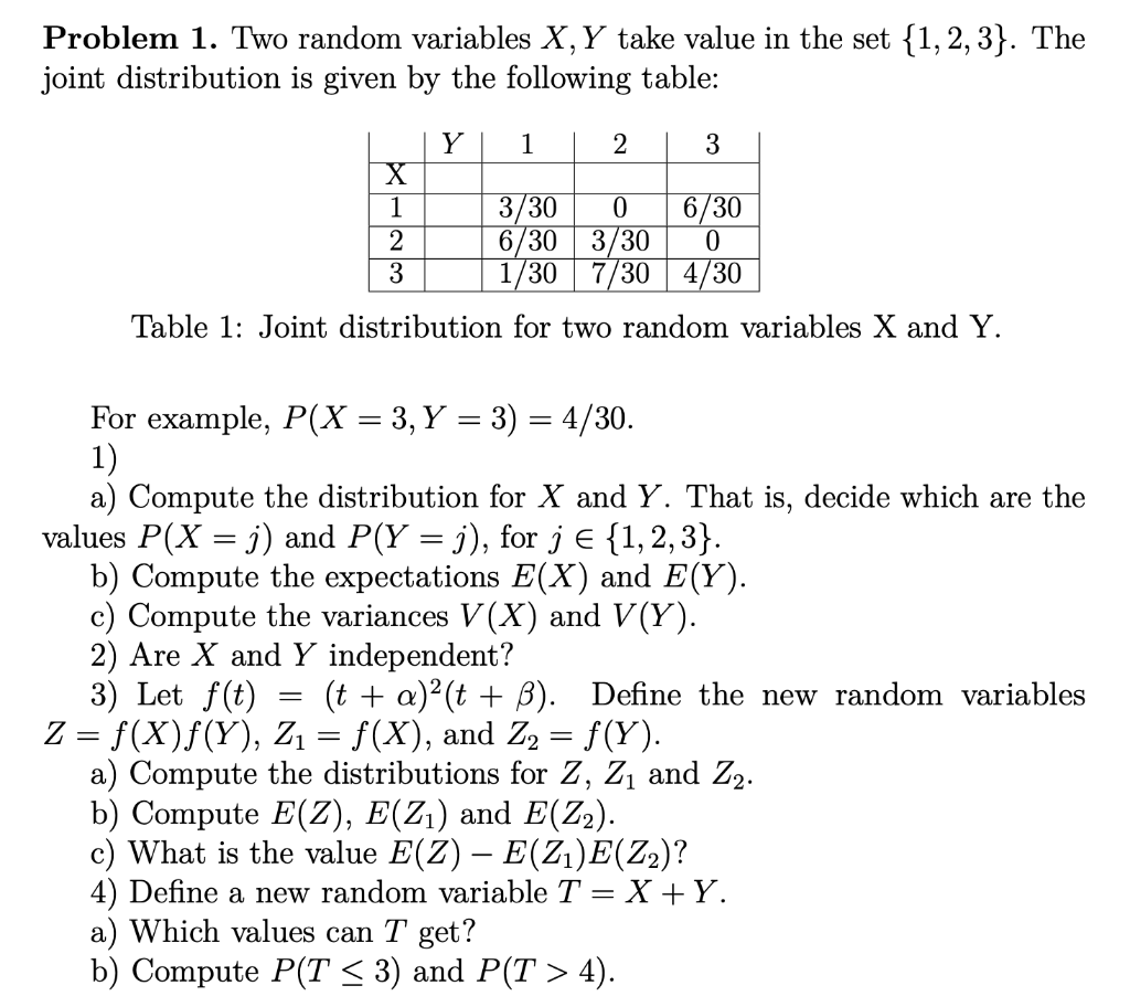 Solved Problem 1 Two Random Variables X Y Take Value In The