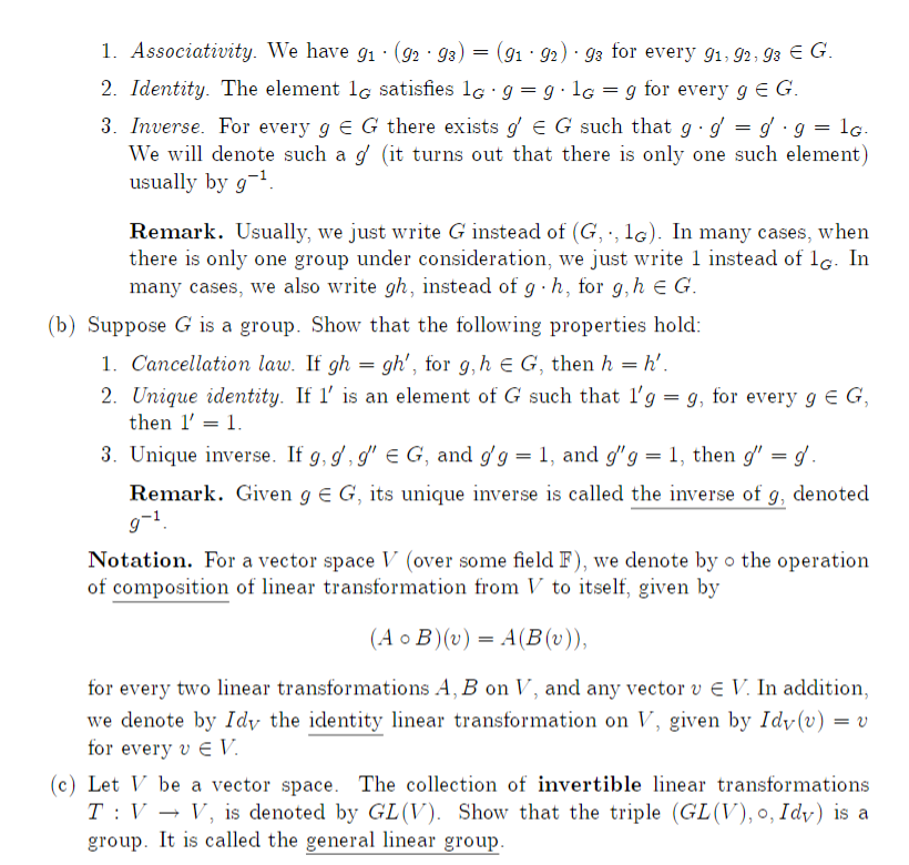Solved Definition of a group. (a) Definition. A group is a | Chegg.com