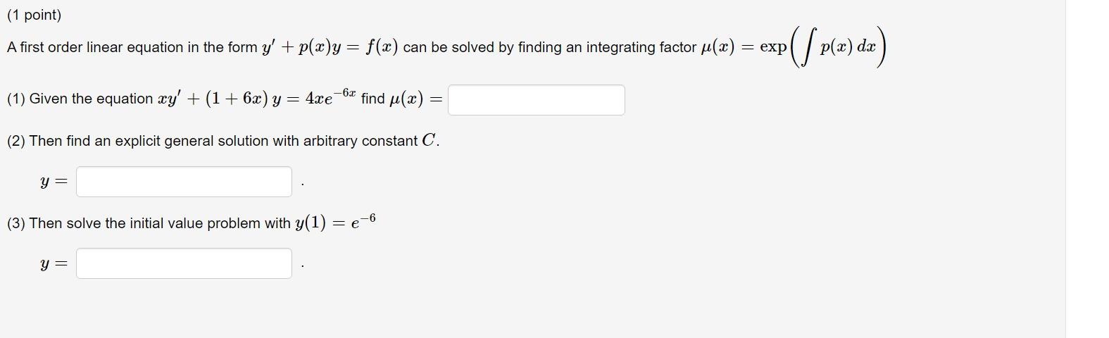Solved A First Order Linear Equation In The Form 7416