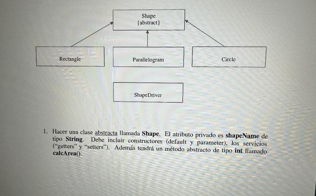 Solved 1. Hacer una clase abstracta llamada Shape. El | Chegg.com