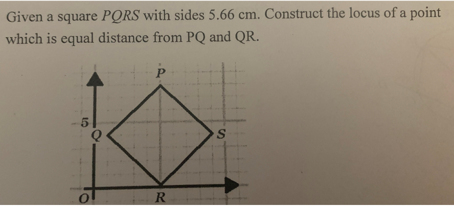 Solved Given a square PQRS with sides 5.66 cm. Construct the | Chegg.com