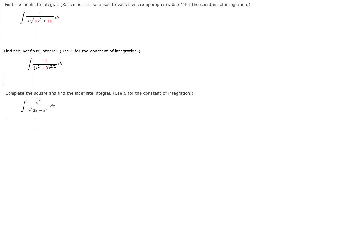 Solved Find the indefinite integral. (Remember to use | Chegg.com