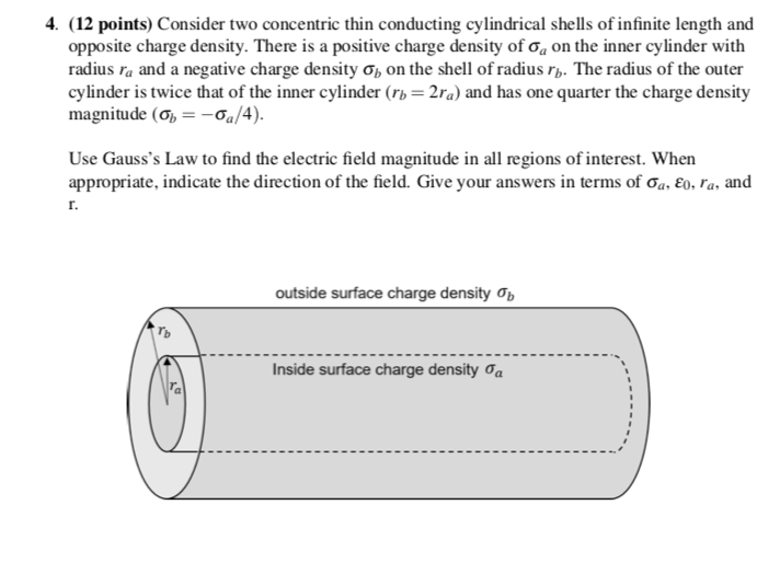 Solved 4. (12 points) Consider two concentric thin | Chegg.com