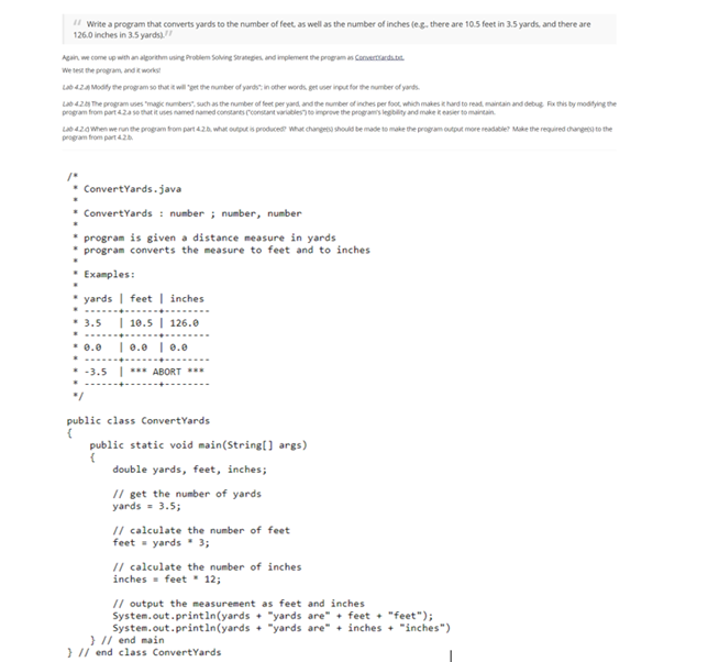 Solved !! Write a program that converts yards to the number | Chegg.com