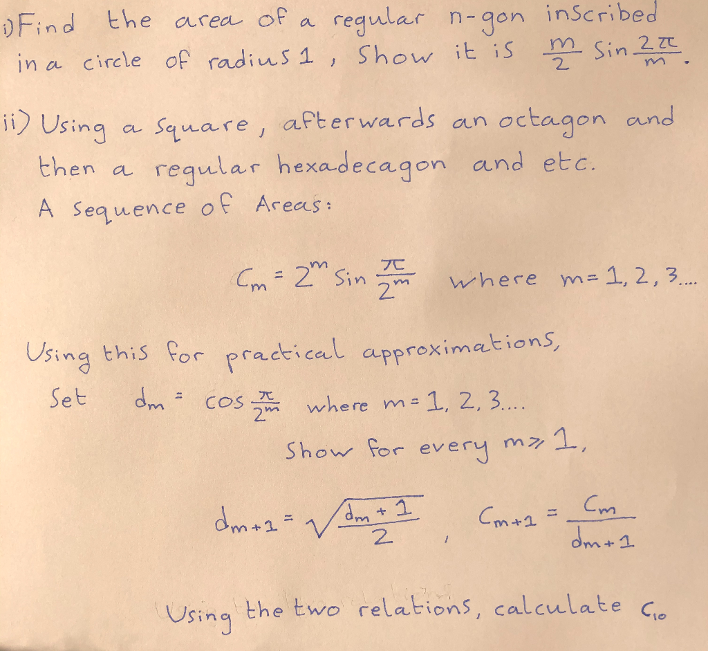 Solved :) y Find the area of a regular n-gon inscribed in a | Chegg.com