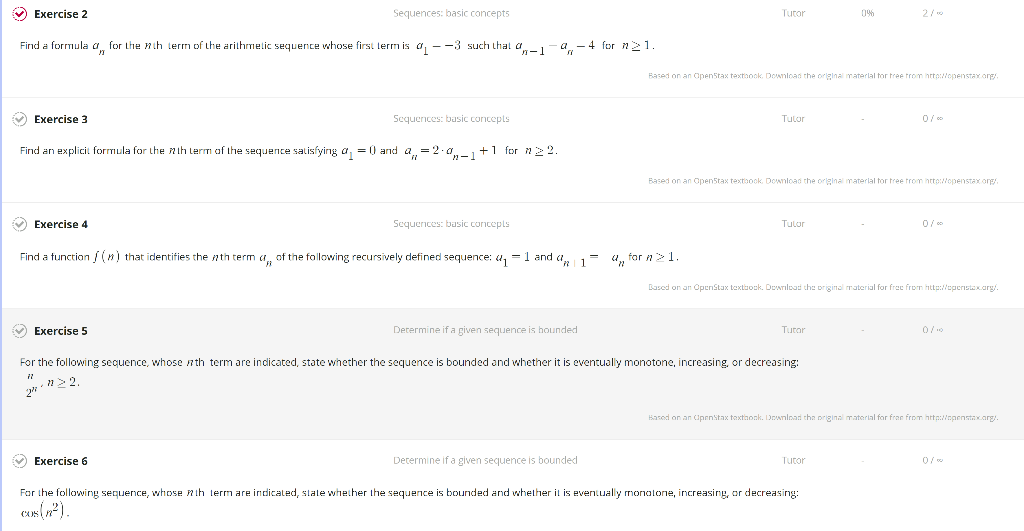 Solved Exercise 2 Sequences: basic concepts Tutor 119 270 | Chegg.com
