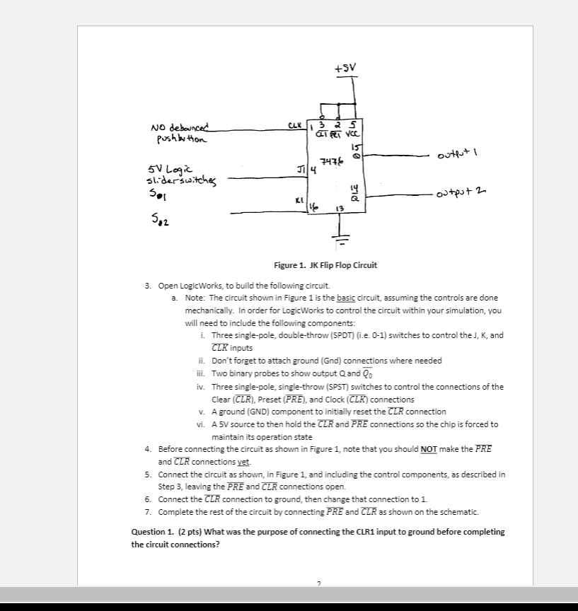 Solved . Fill in the truth table for the SN7476 JK Flip | Chegg.com