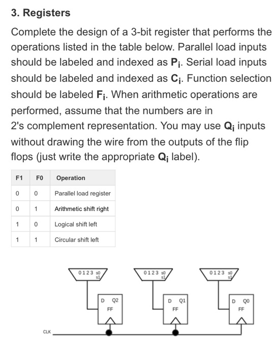 Solved 3. Registers Complete the design of a 3-bit register | Chegg.com
