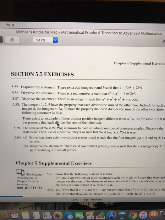 Solved Help Michael's Kindle for Mac - Mathematical Proofs: | Chegg.com