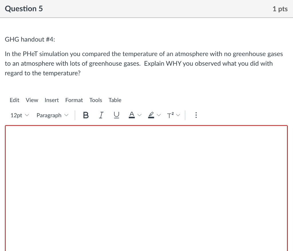 Solved GHG handout \#4: In the PHeT simulation you compared | Chegg.com