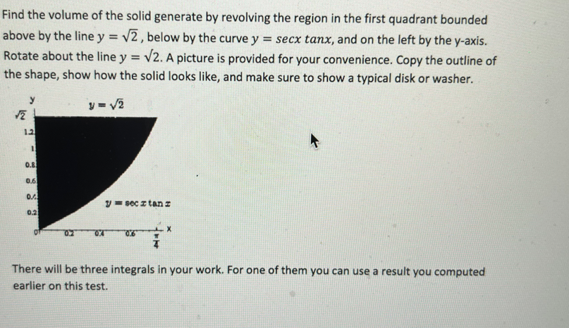 Solved No calculator. Find the volume of the solid generate | Chegg.com