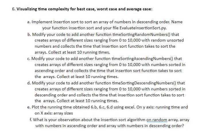 Solved 6. Visualizing time complexity for best case, worst | Chegg.com