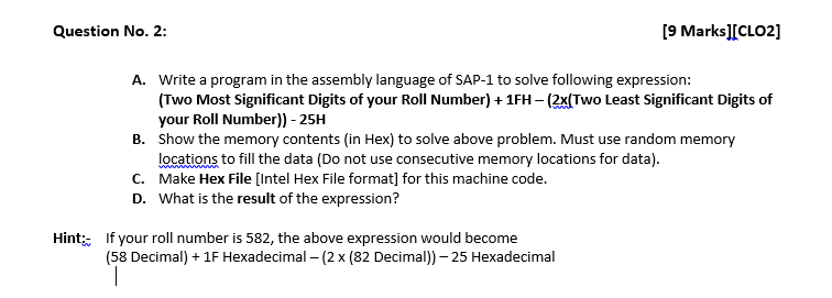 Solved Question No 2 9 Marks Clo2 A Write A Program In 