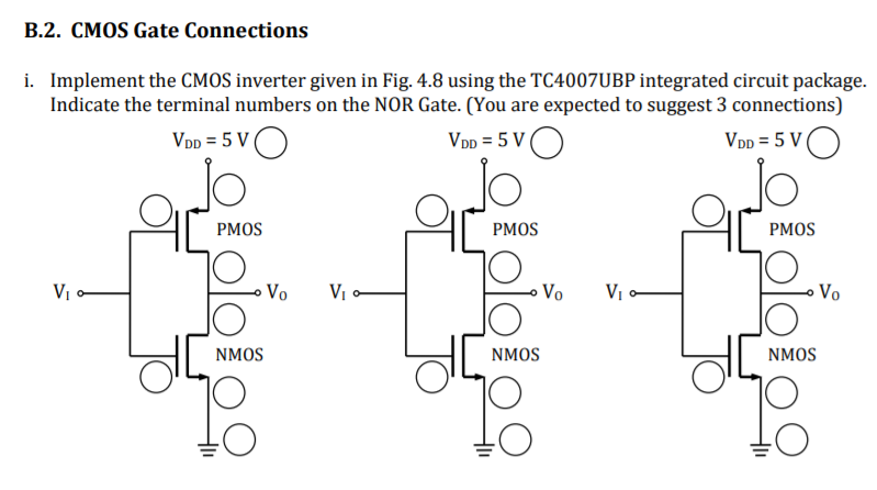 Solved B.2. CMOS Gate Connections Implement the CMOS | Chegg.com