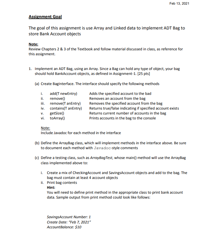 Feb 13, 2021 Assignment Goal The goal of this | Chegg.com