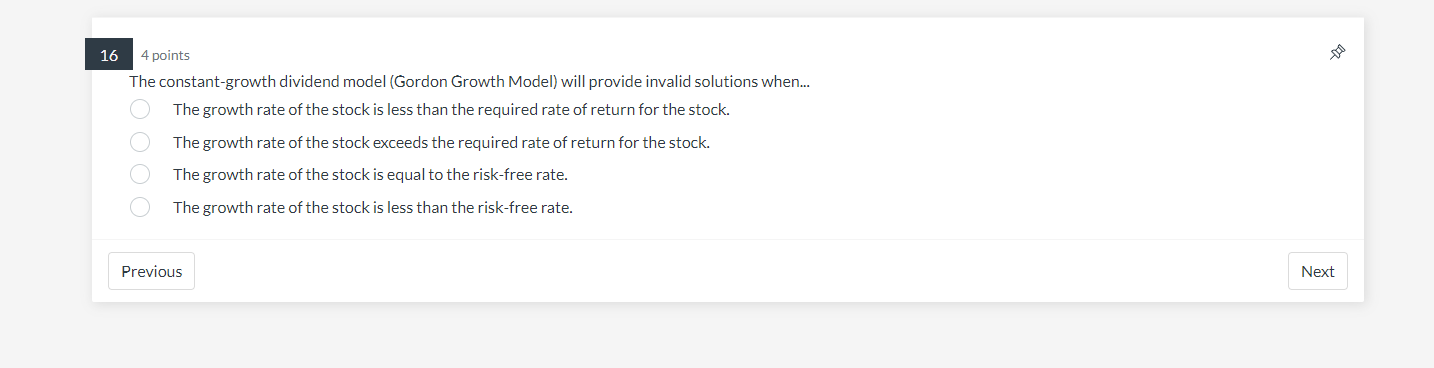 Solved 164 points The constant-growth dividend model (Gordon | Chegg.com