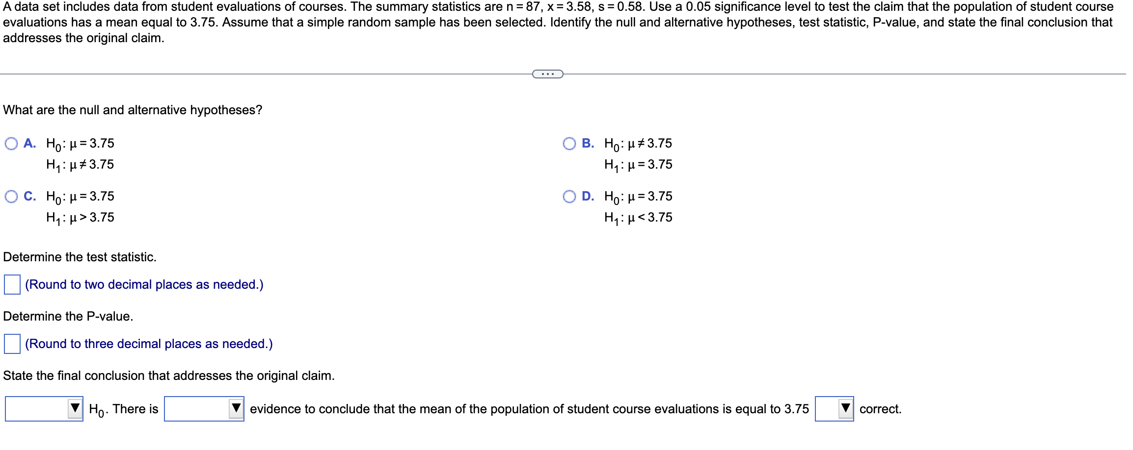 Solved addresses the original claim. What are the null and | Chegg.com