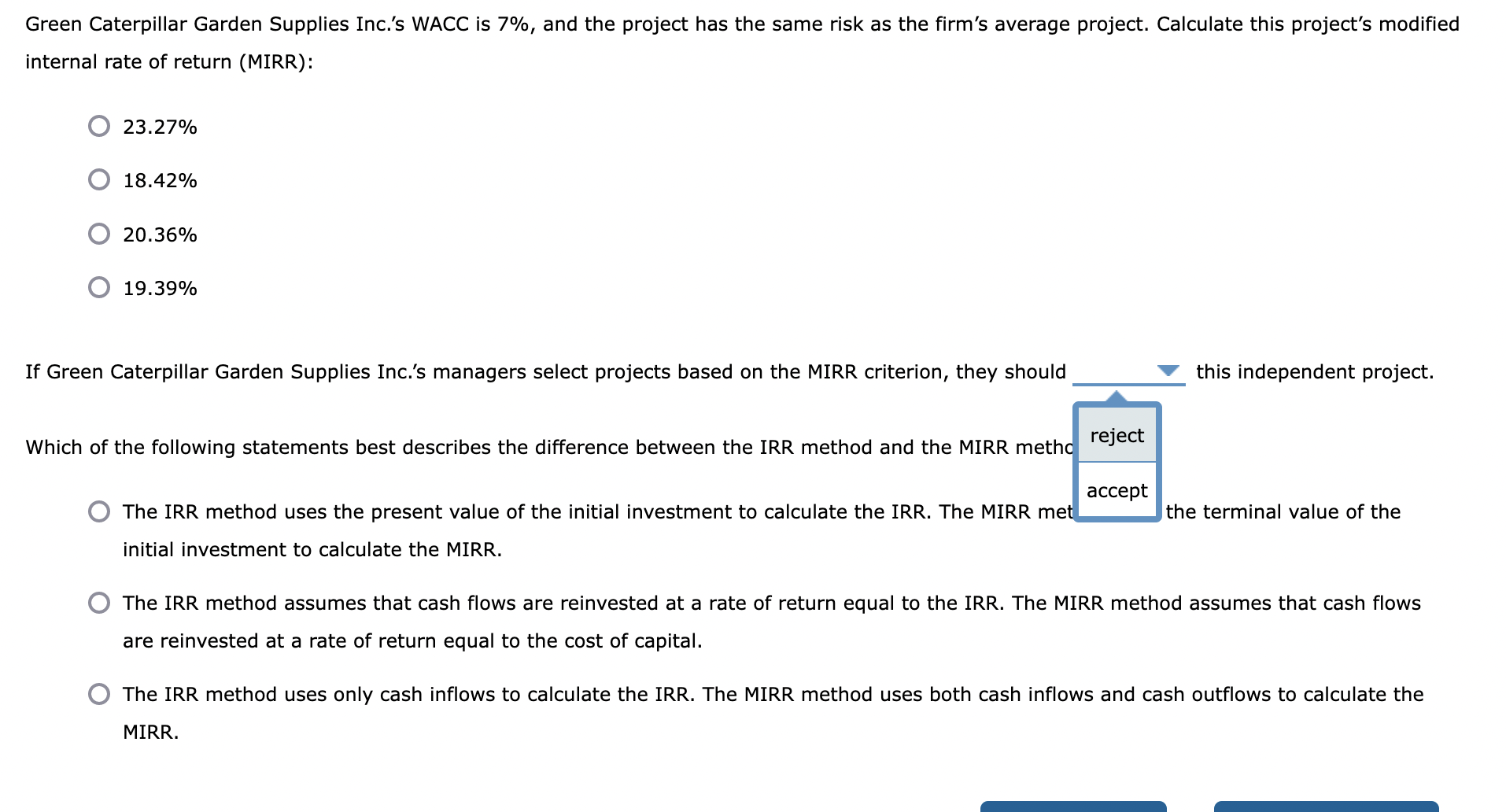 Solved 4 Modified Internal Rate Of Return Mirr The Irr