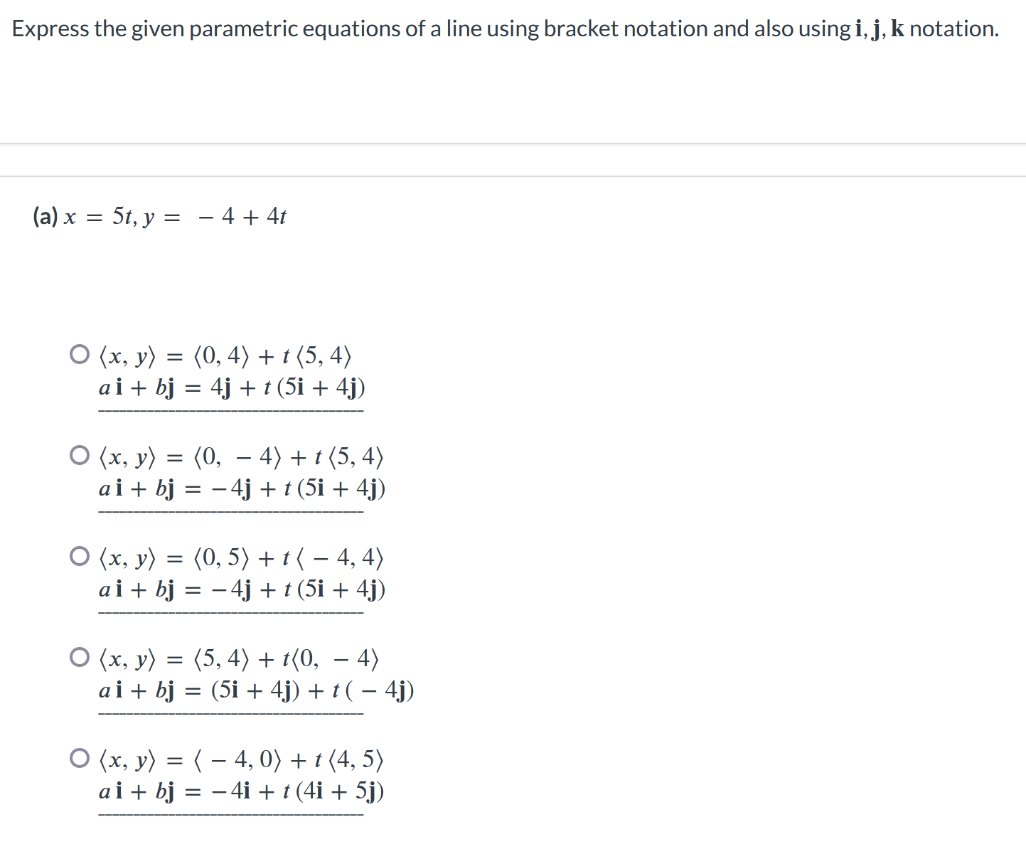 Solved Express the given parametric equations of a line | Chegg.com
