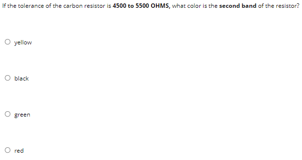 Solved If the tolerance of the carbon resistor is 4500 to | Chegg.com