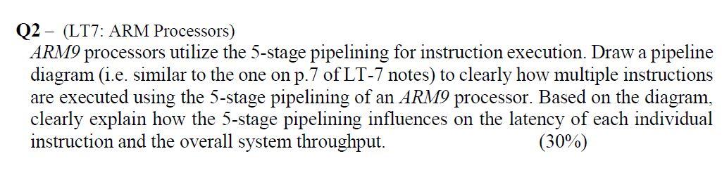 Solved - Q2 - (LT7: ARM Processors) ARM9 processors utilize | Chegg.com