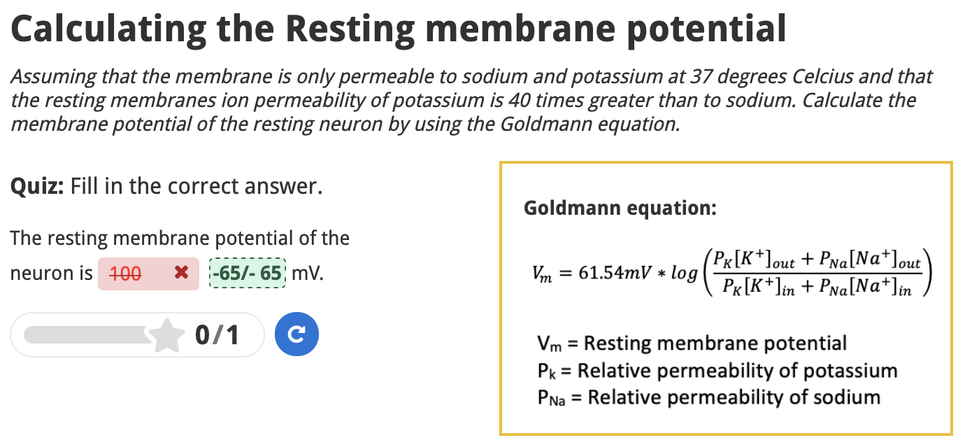 Calculating the Resting membrane potential Assuming | Chegg.com