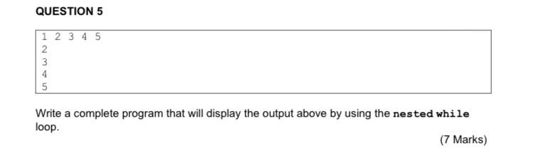 Solved QUESTION 5 1 2 3 4 5 3 4 5 Write a complete program | Chegg.com