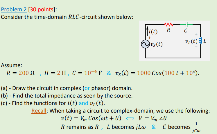 Solved Problem 2 (30 points]: Consider the time-domain | Chegg.com