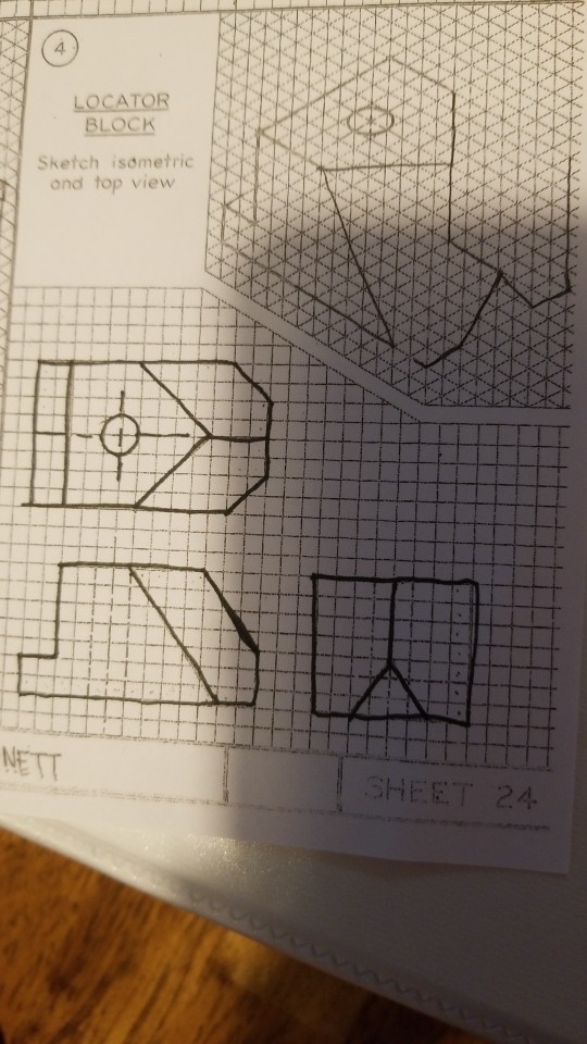 Solved BLOCK Sketch isometric ond top view NETT HEET 24 | Chegg.com