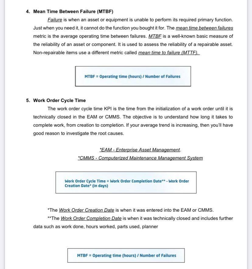 4. Mean Time Between Failure (MTBF) Failure is when | Chegg.com