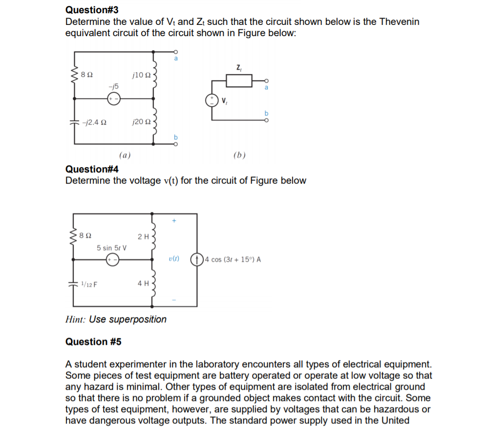 Solved Question#3 Determine the value of Vt and Zt such that | Chegg.com