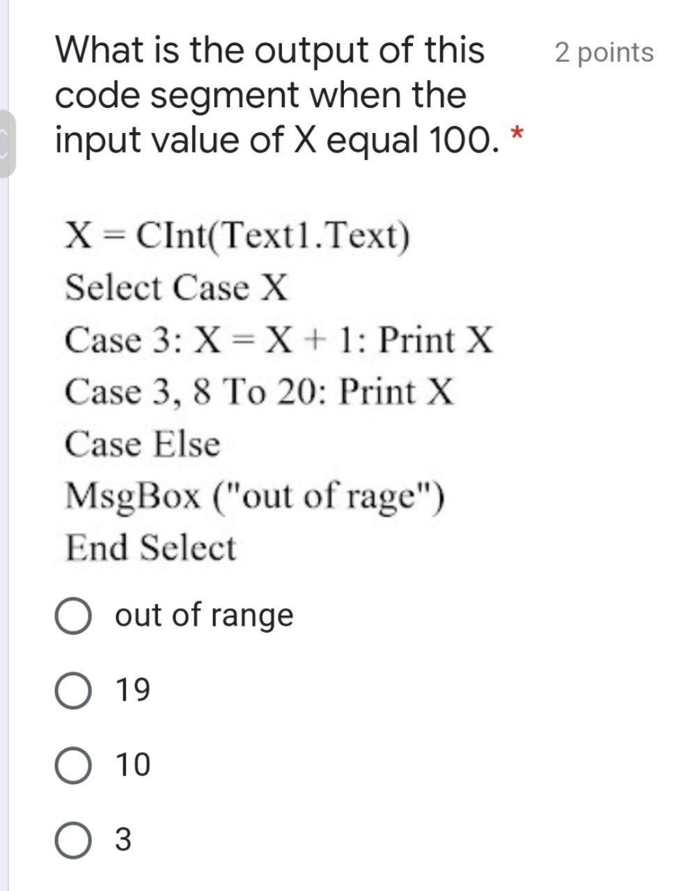 Solved 2 points What is the output of this code segment when | Chegg.com