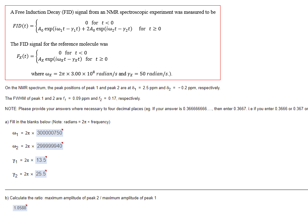 A Free Induction Decay (FID) signal from an NMR | Chegg.com